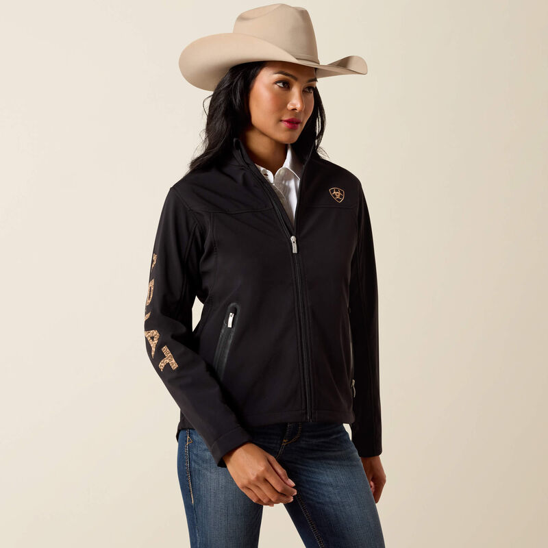 Women’s Ariat New Team Logo Softshell Jacket - Black/Leopard – Amigos ...
