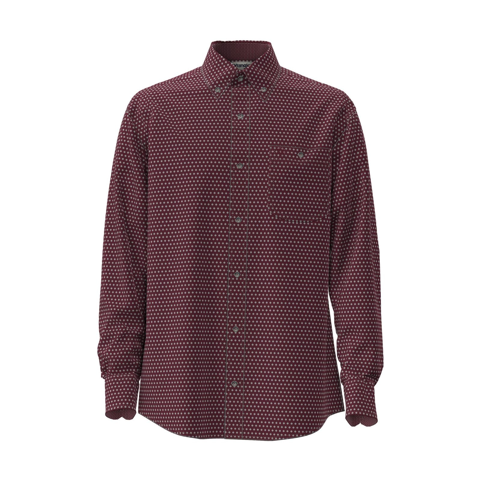 Men’s Wrangler George Strait Collection L/S Shirt - Wine/White – Amigos ...