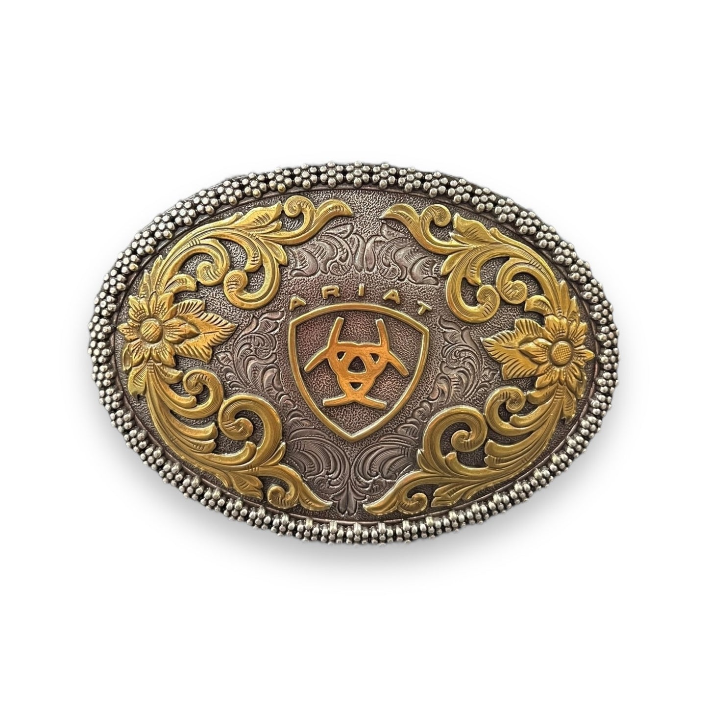 Men's Ariat Antique Silver & Gold Oval Belt Buckle – Amigos Pro Shop La ...